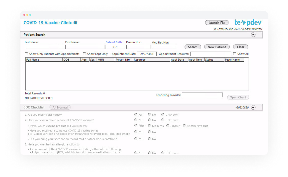 COVID-19 Vaccine Clinic - TempDev